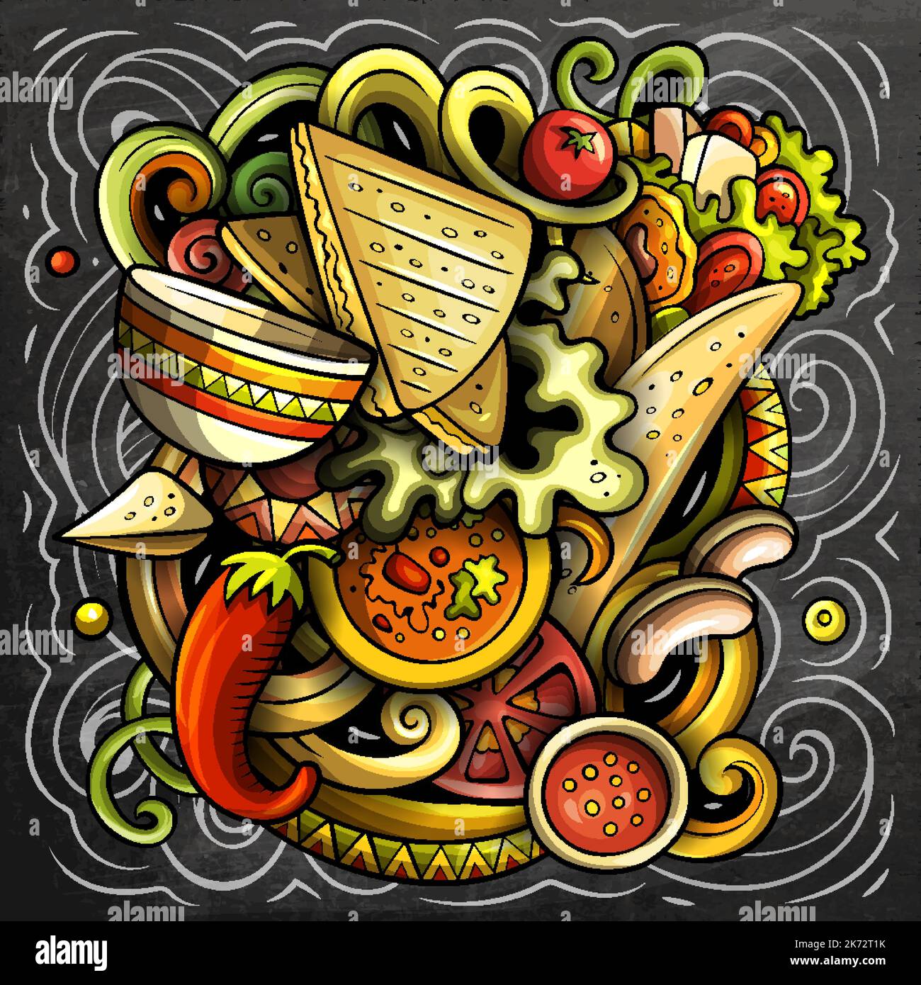 Mexican food hand drawn vector doodles illustration Stock Vector Image ...