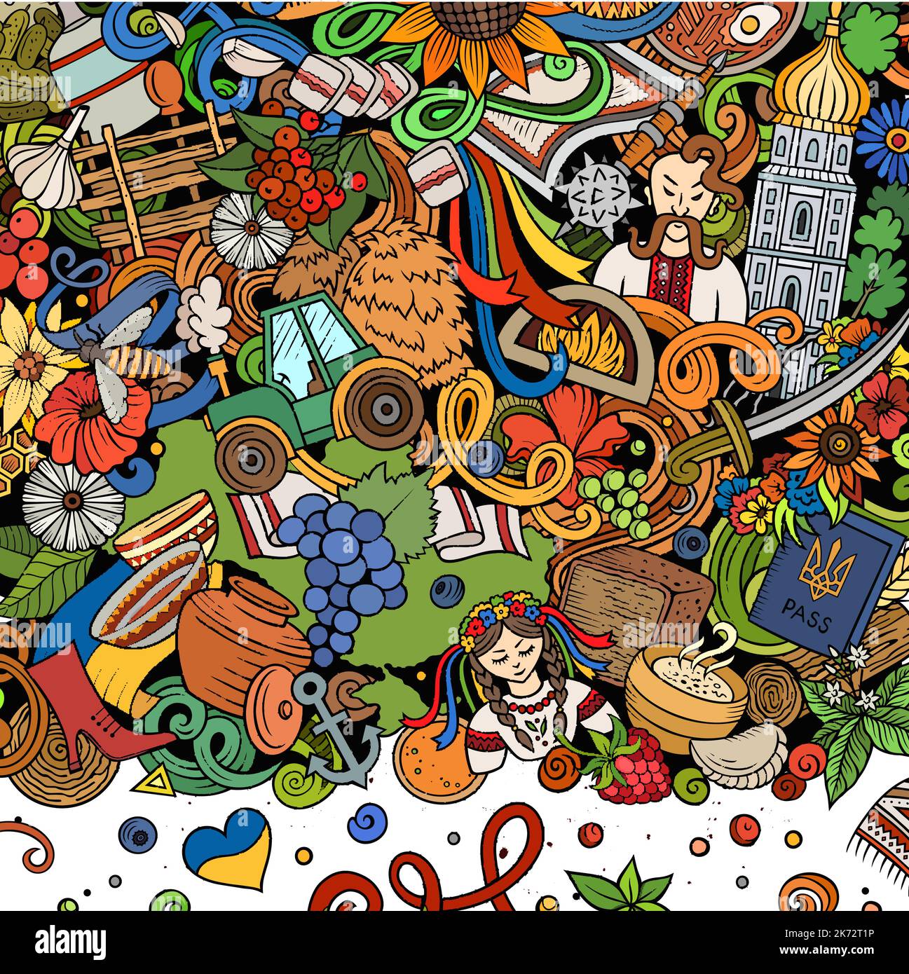 Ukraine cartoon vector doodles frame Stock Vector Image & Art - Alamy