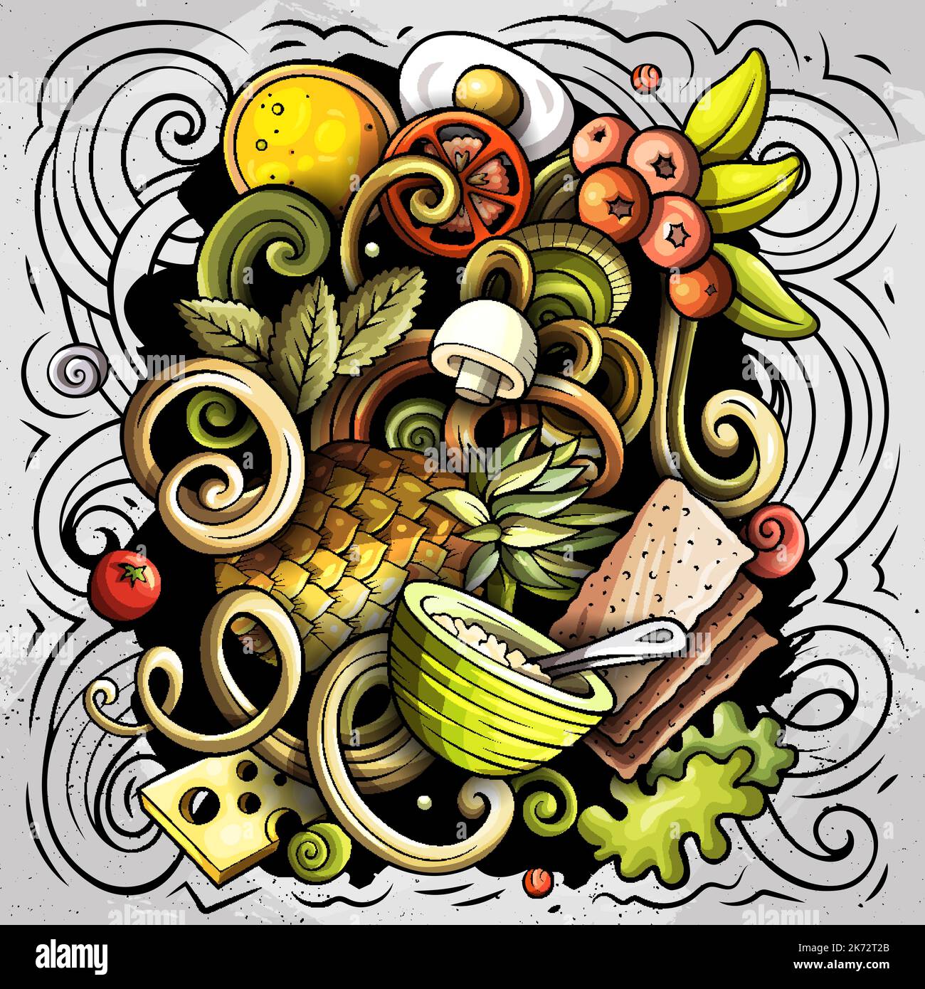 Cartoon vector doodles Diet food illustration Stock Vector Image & Art ...