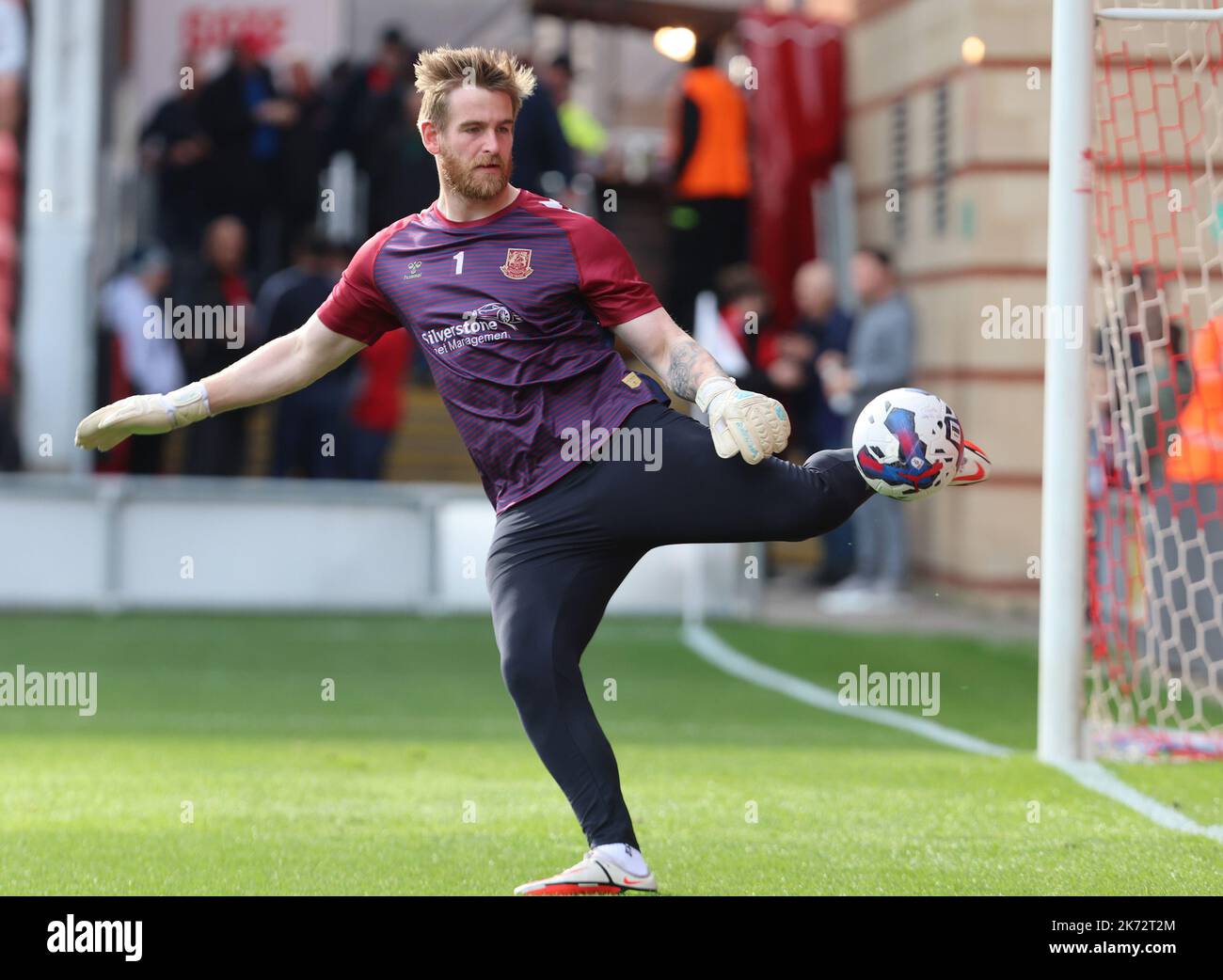 Lee Burge of Northampton Town during the pre-match warm-up during ...