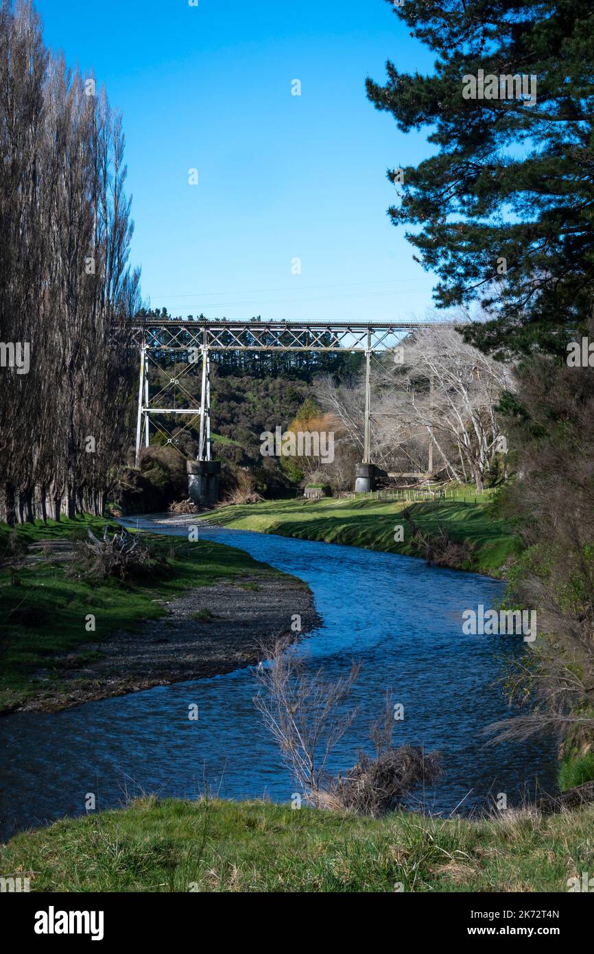 Railway bridge over river near Ormondville, Tararua District, North ...