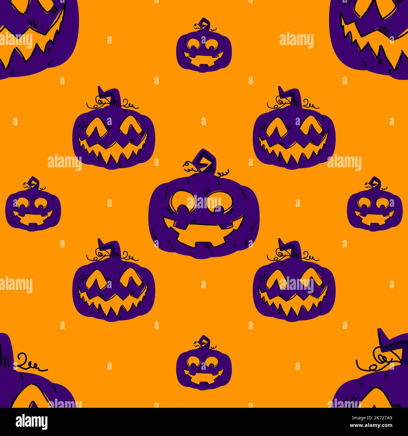 Seamless Halloween pattern with Jack O' Lantern Pumpkin. Vector ...