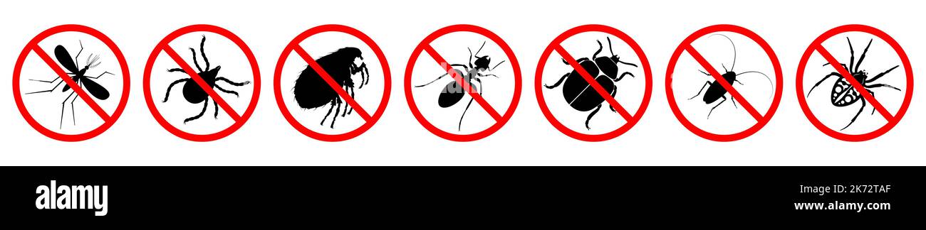 Insect ban signs set. Pest is forbidden. Prohibition of various ...