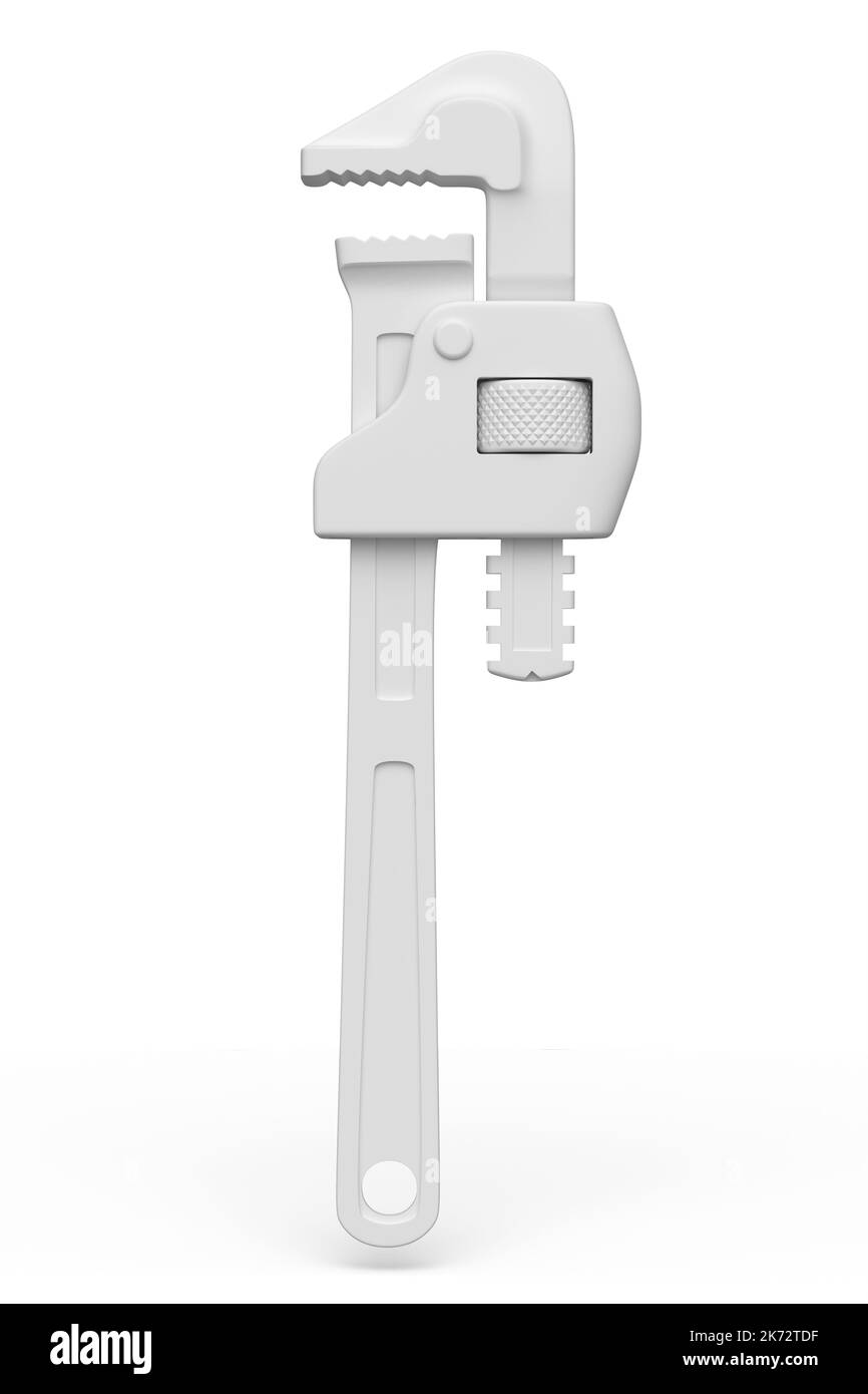Adjustable pipe wrench, spanner or plumbing tool isolated on white ...