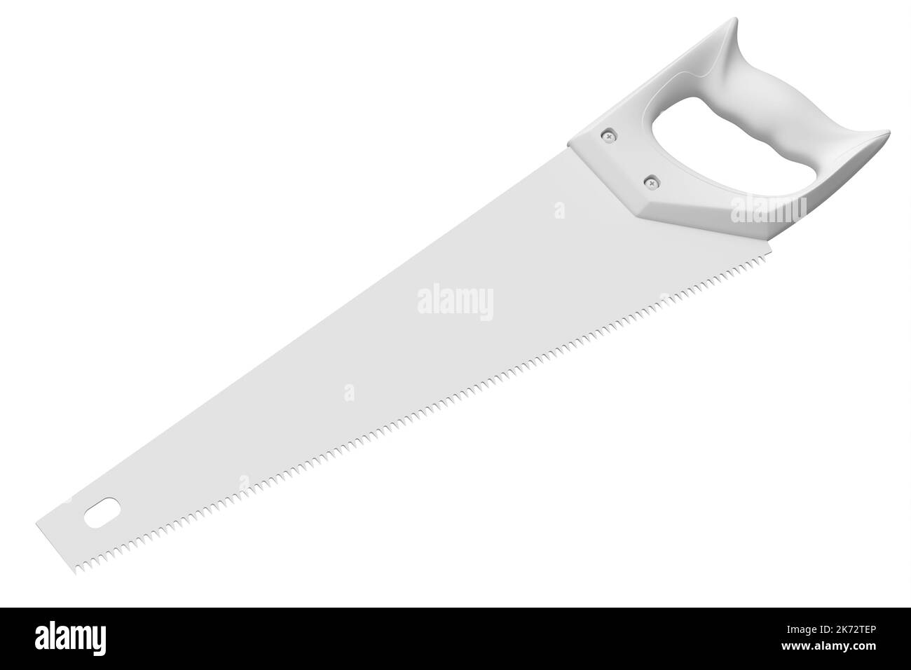 Hand saw with hardened teeth isolated on white monochrome background ...