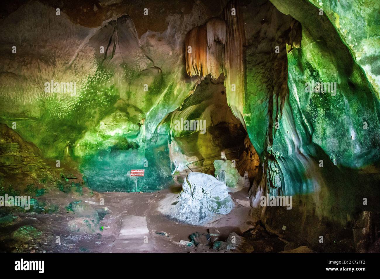 Wat Suwan Khuha temple in the cave with buddha statues, in Phang Nga ...