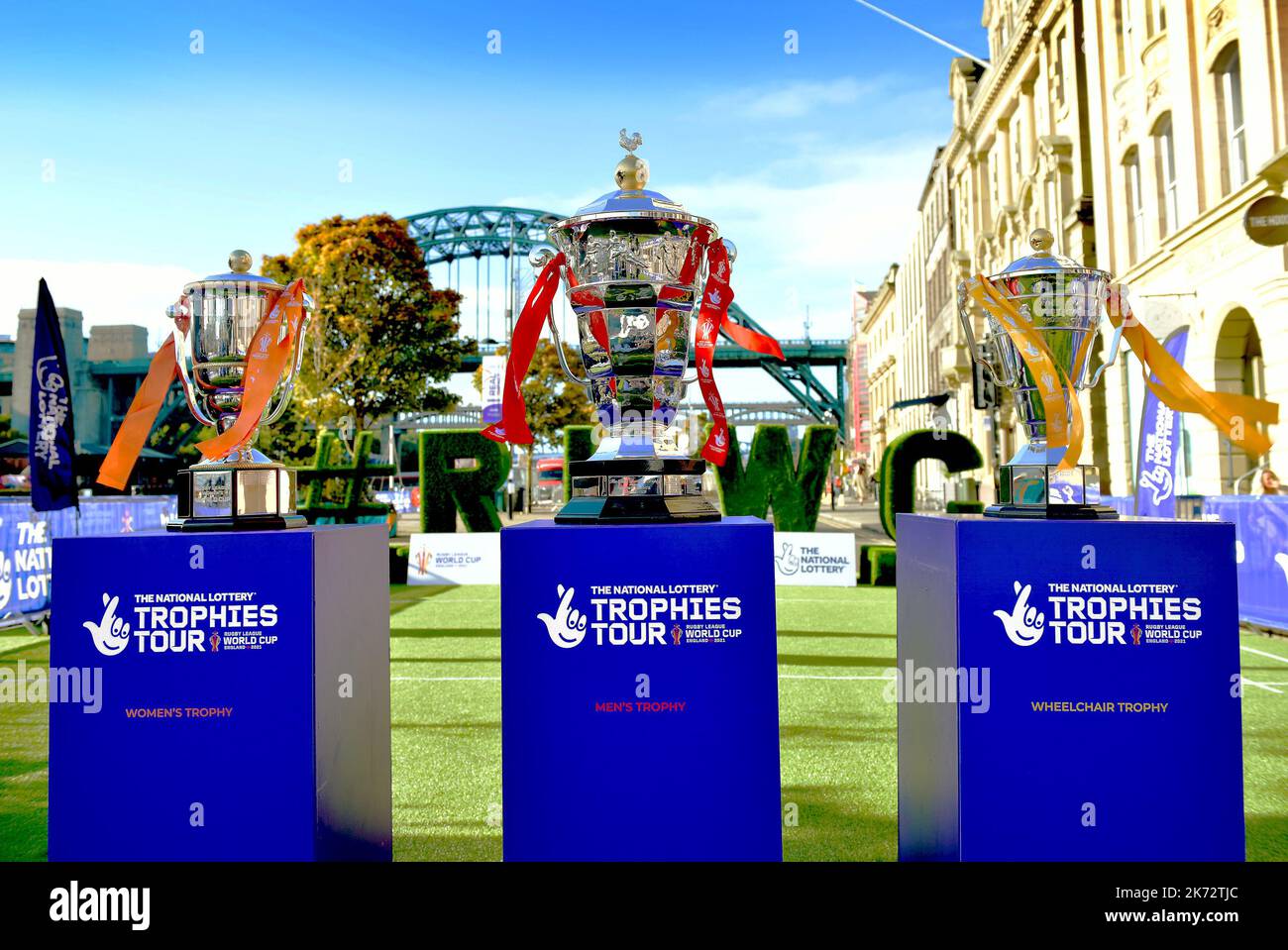14/10/2022, The 2021 Rugby League World Cups on display in Newcastle ...