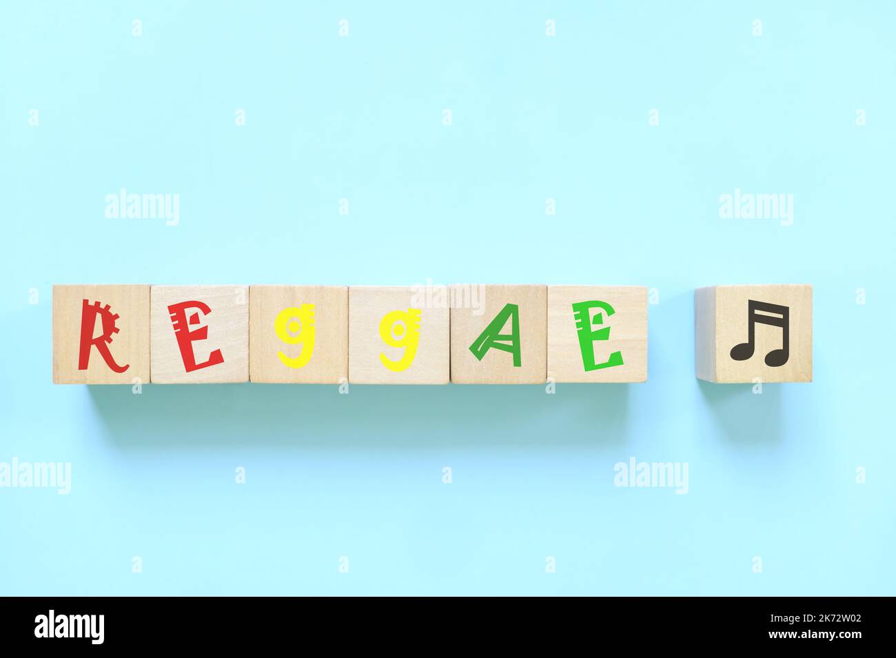 Reggae music genre or style concept. Creative flat lay typography ...