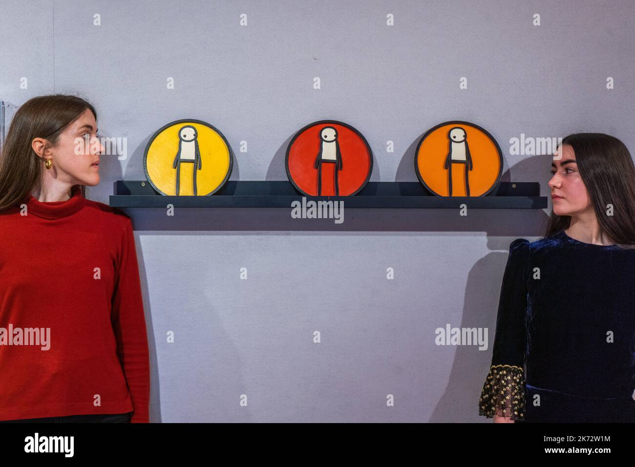 London UK. 17 October 2022 .Stik (born 1979) Plaque (Red), Plaque ...