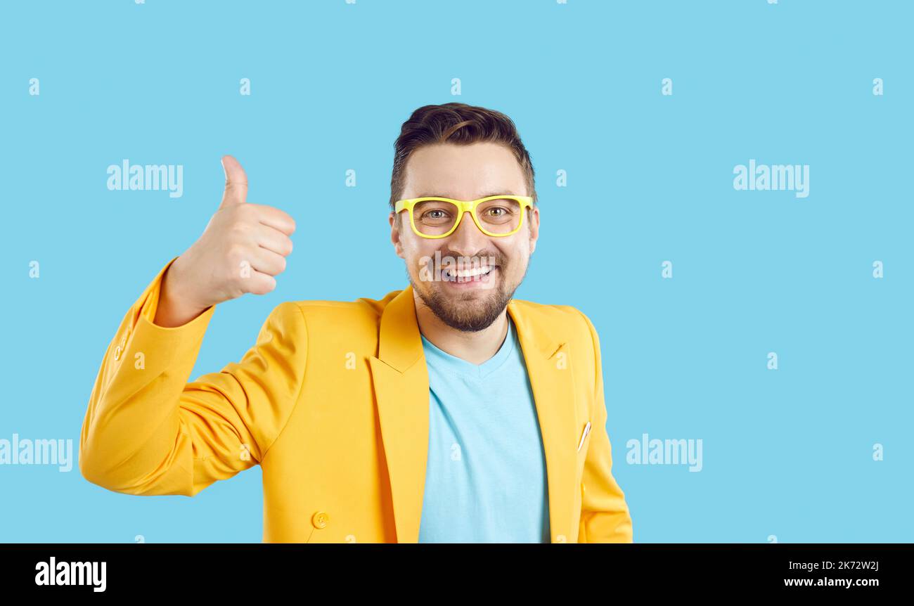 Happy man client show thumb up Stock Photo - Alamy