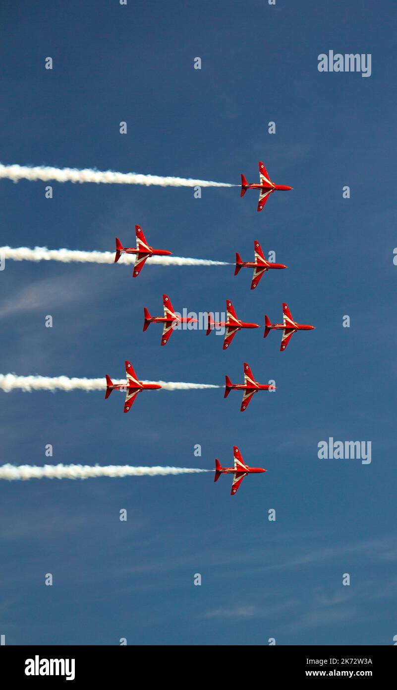 The Red Arrows air display Stock Photo - Alamy