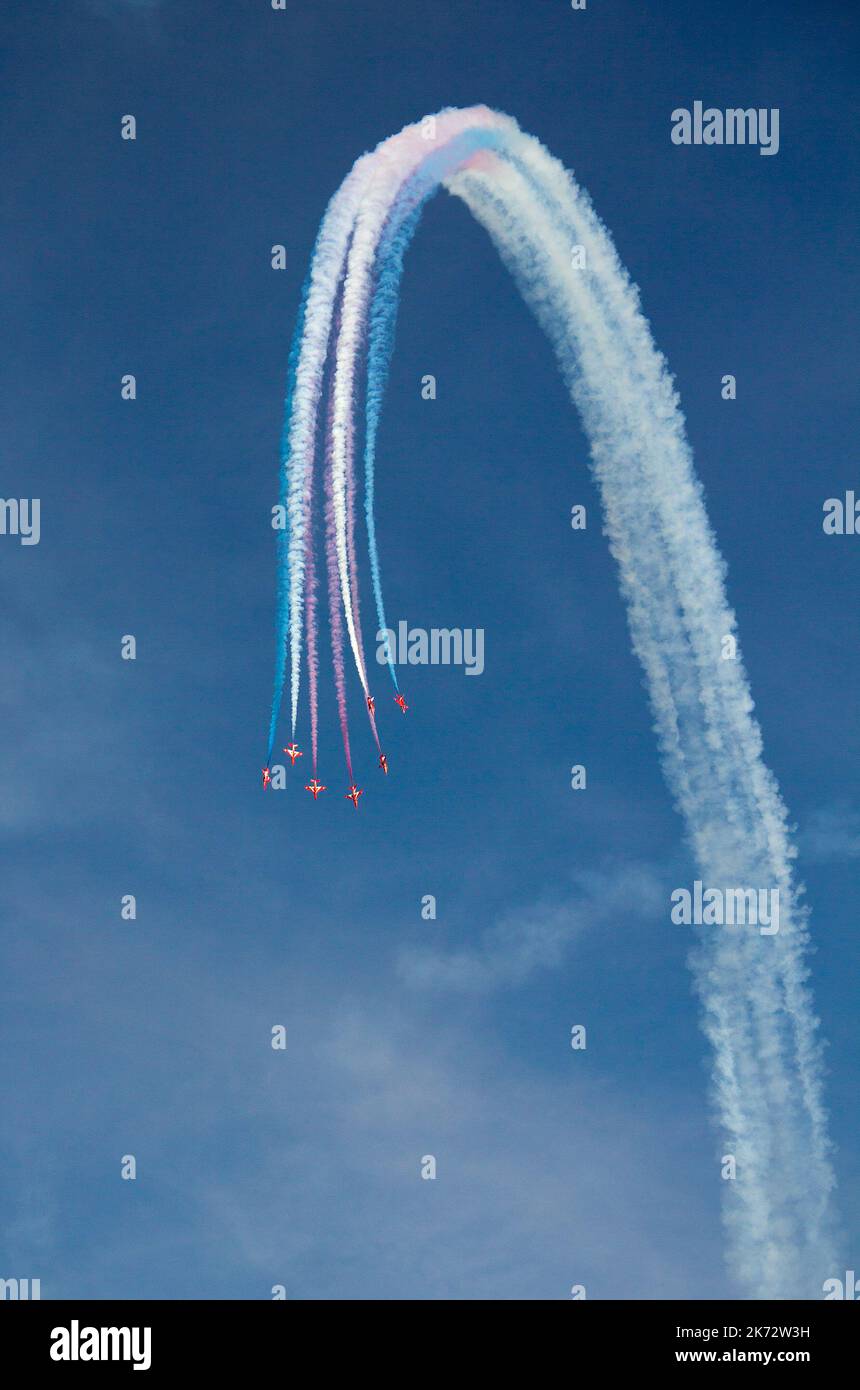The Red Arrows air display Stock Photo - Alamy