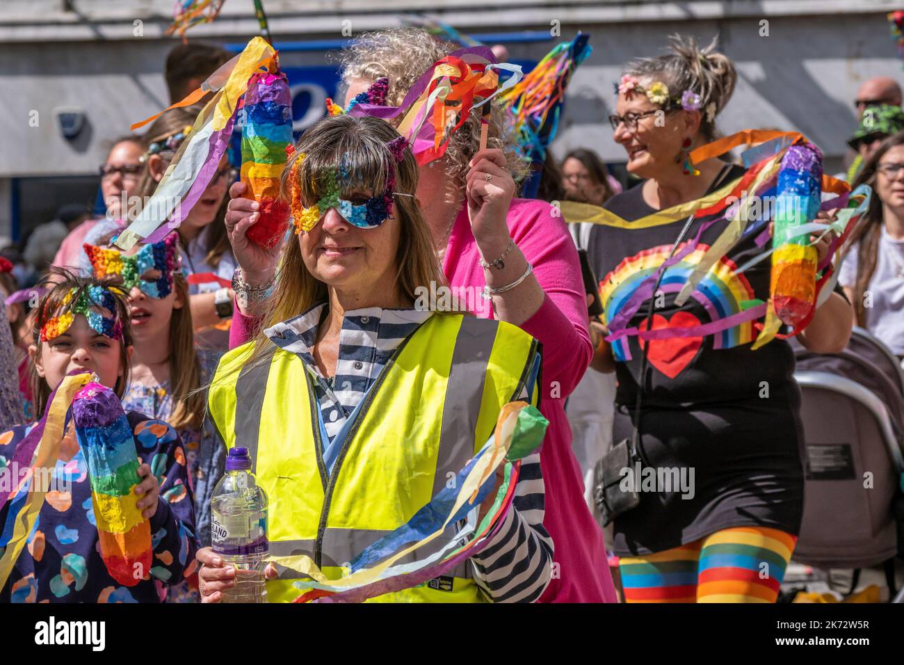 Colourful costumes worn by people in the Mazey Day parade in the ...