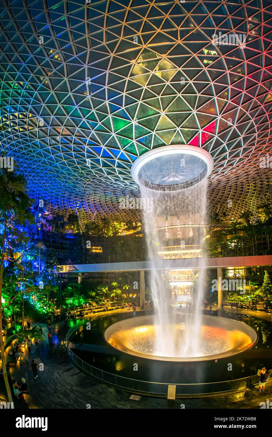A view of the world tallest indoor waterfall at Forest Valley, Jewel ...