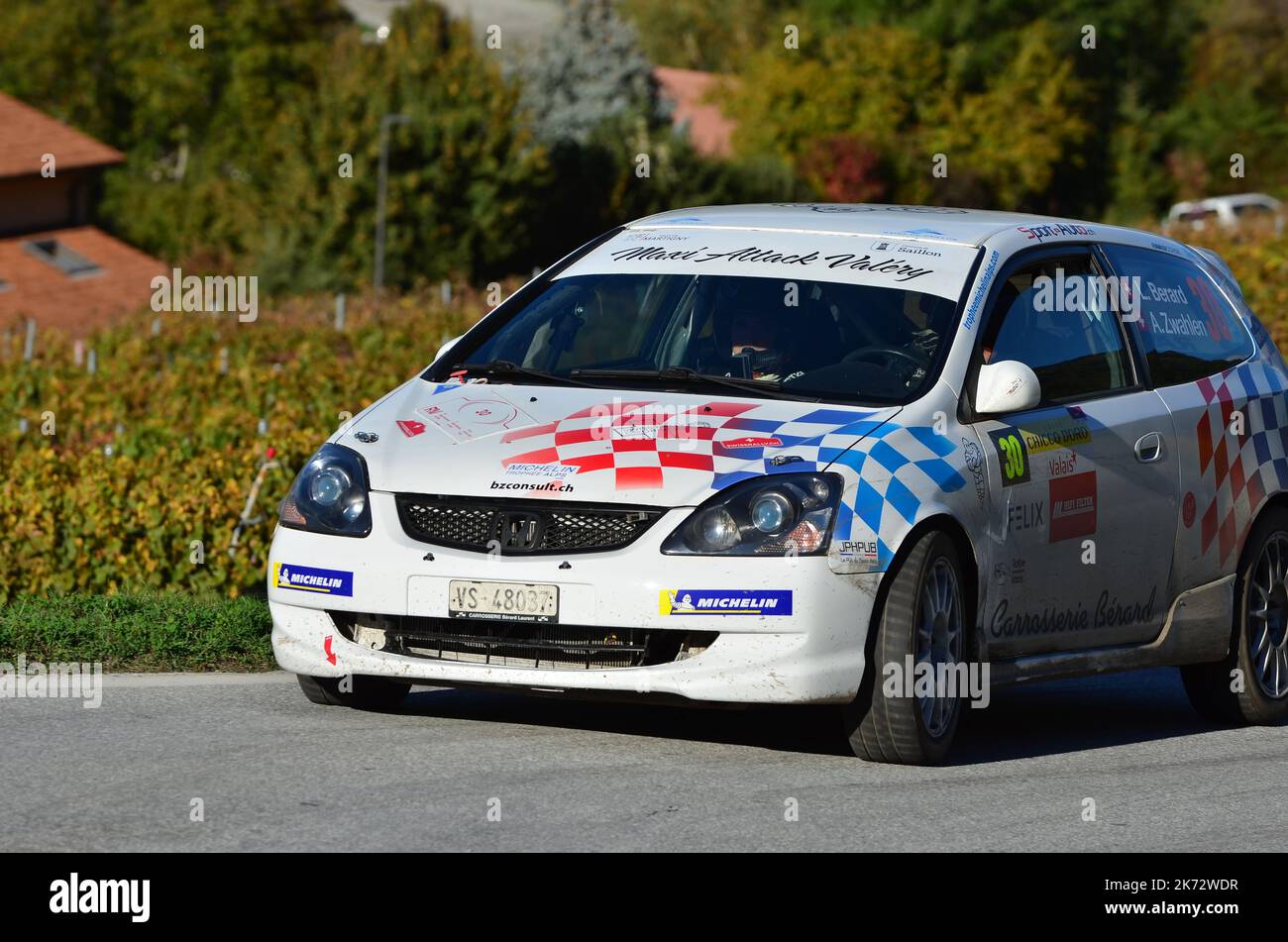 CHALAIS, SWITZERLAND - OCTOBER 15: Berrard and Zwahlen in their Honda ...