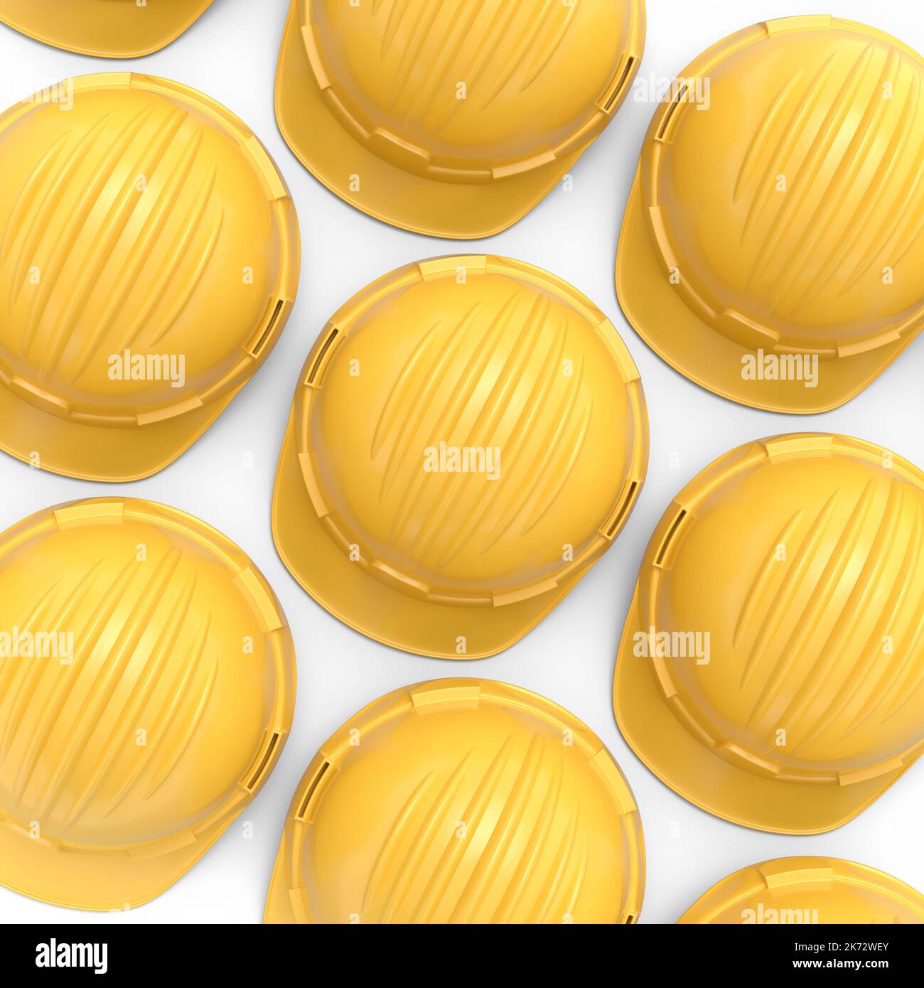 Set of safety helmets or hard caps on white background. 3d render and ...