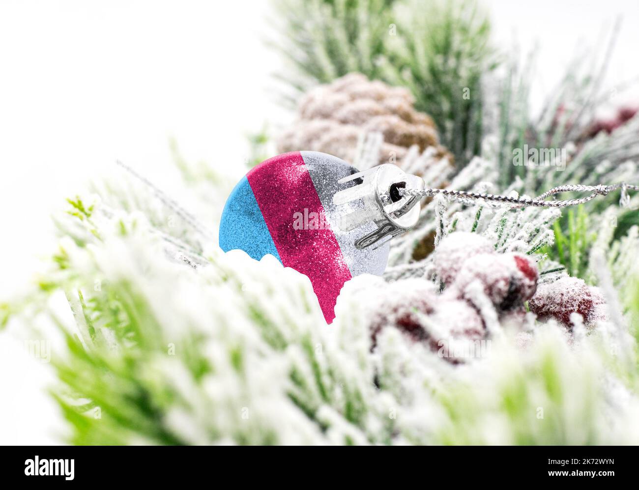 New Year's colorful background with a ball on which the flag of ...