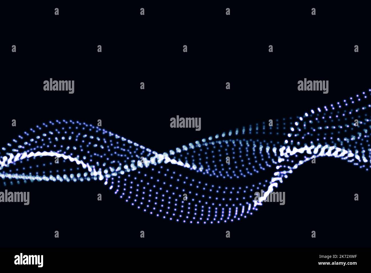 Wave of dynamic particles flows through the darkness. Dotted curves ...