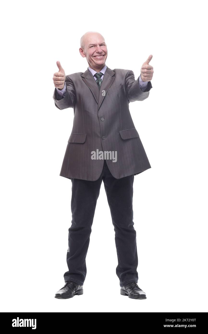 Executive business man pointing up . isolated on a white Stock Photo ...