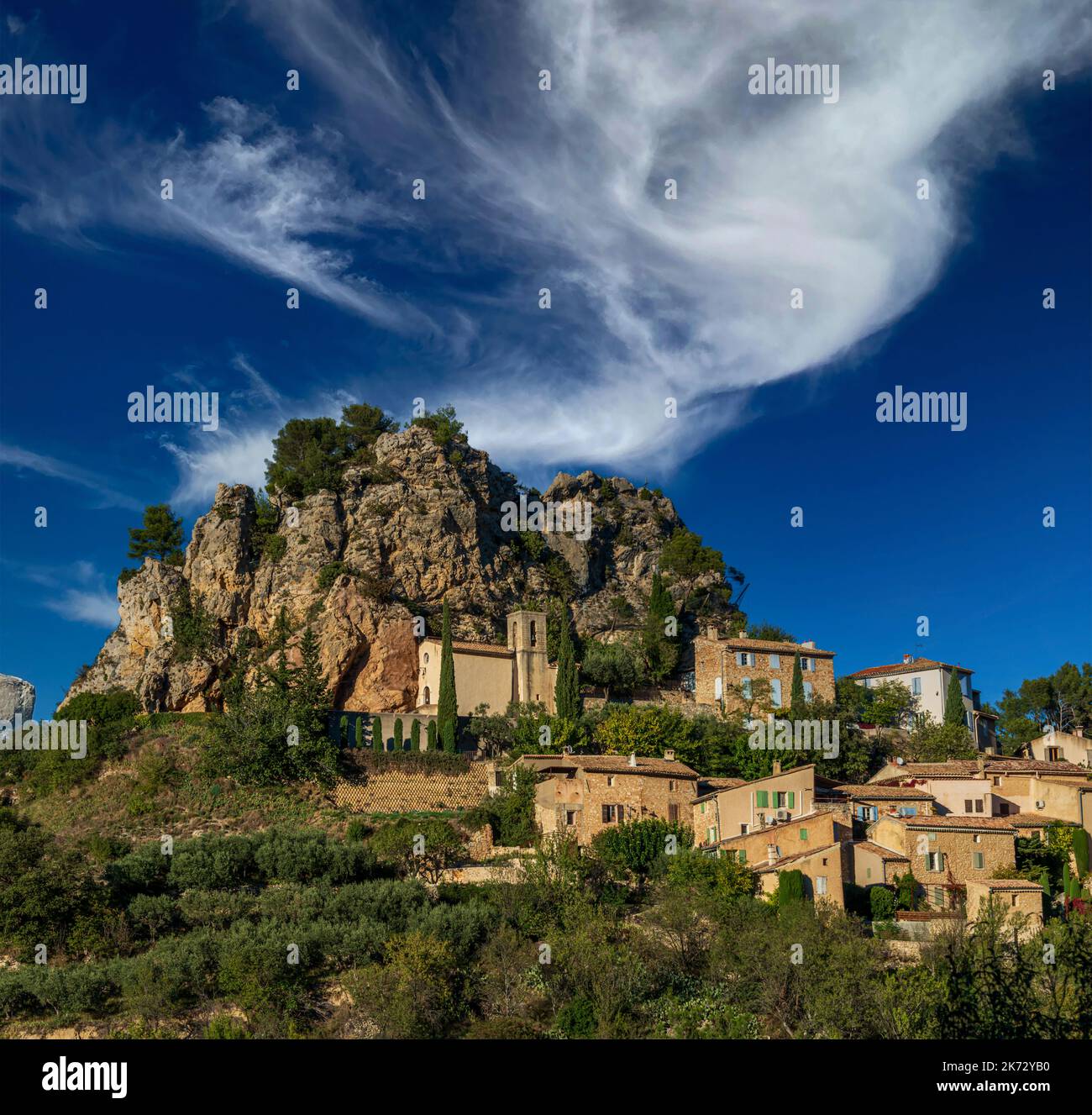 The beautiful provencal hill top village of La Roque Alric in the ...