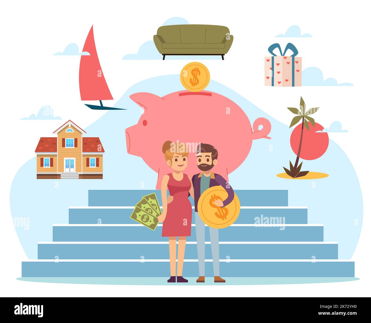 Budgeting plan and saving money. Family with piggy bank ...