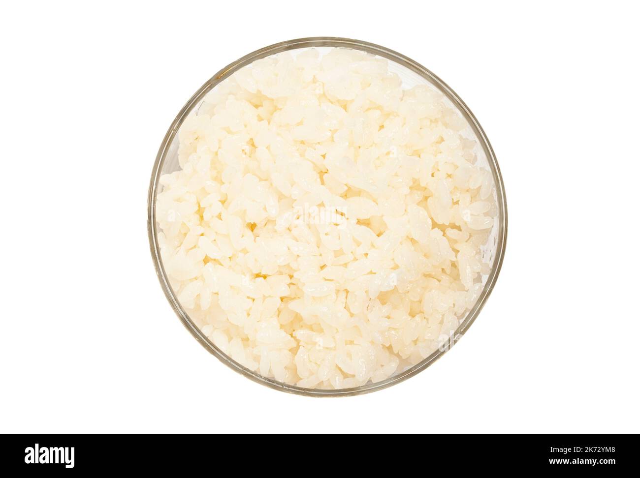bowl of boiled rice isolated on white background, top view Stock Photo ...