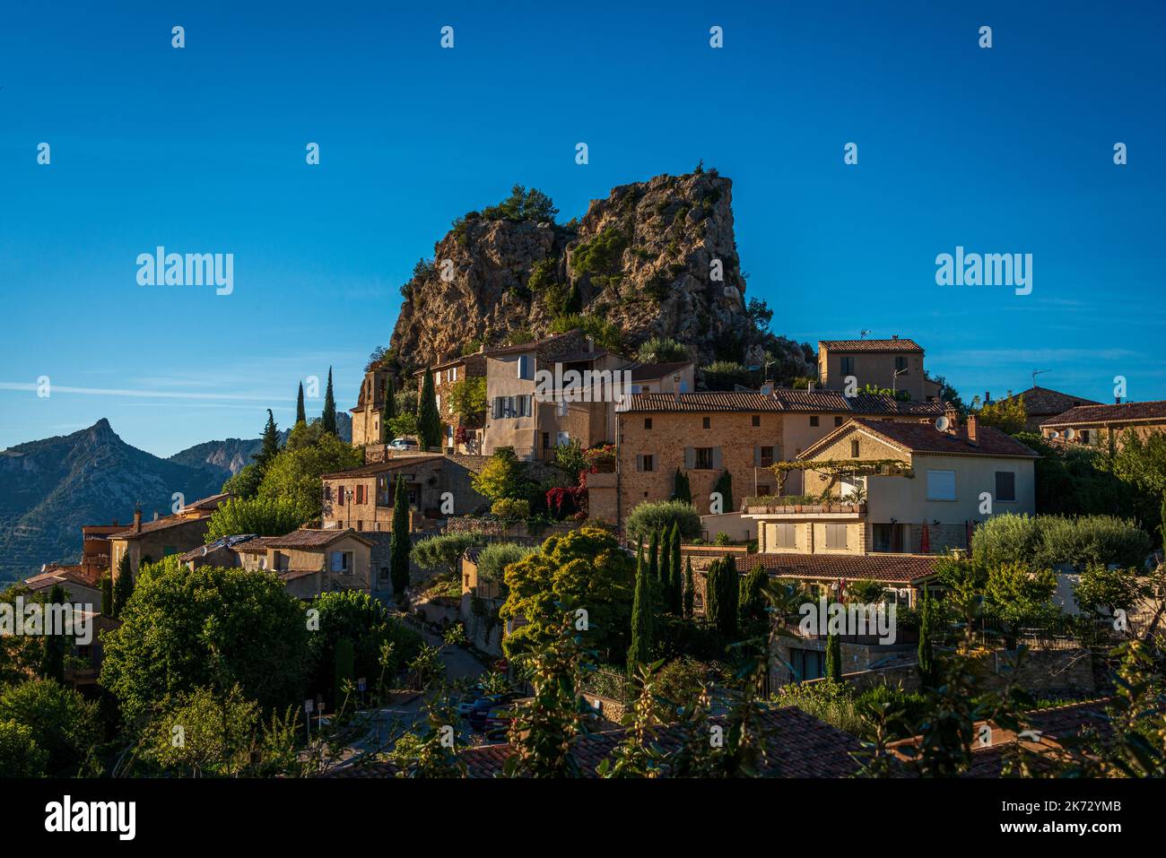 The beautiful provencal hill top village of La Roque Alric in the ...