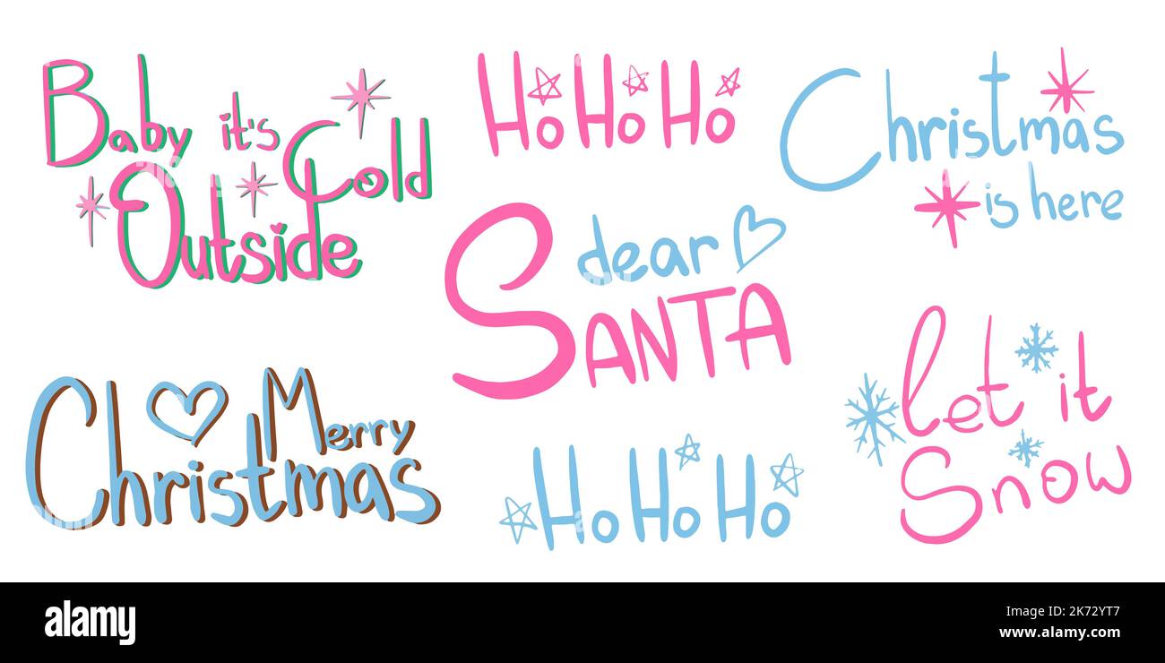 Vector Handwritten phrases for Christmas greetings. Winter calligraphy ...