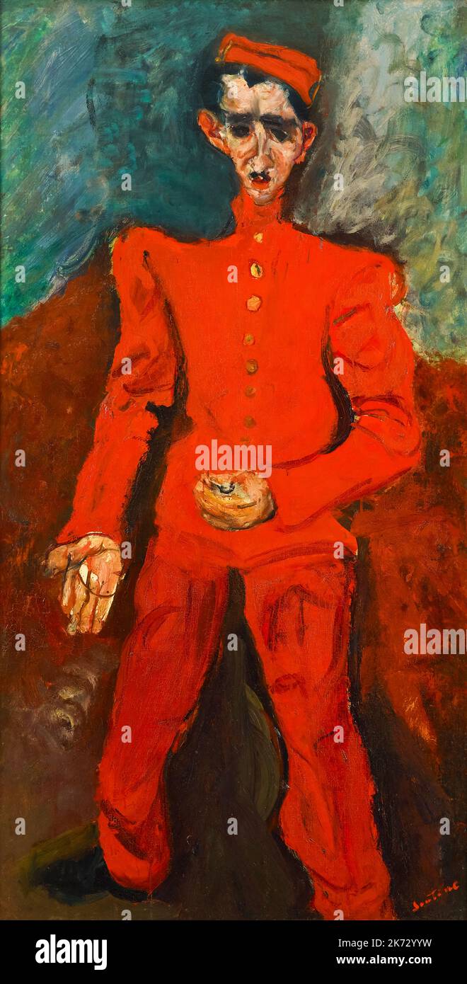 Chaim Soutine, Page Boy at Maxim’s, portrait painting in oil on canvas ...