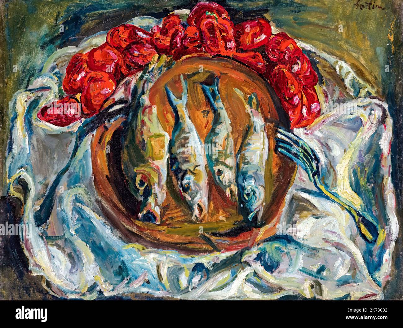 Chaim Soutine, Poissons et tomates (Fish and tomatoes), still life ...