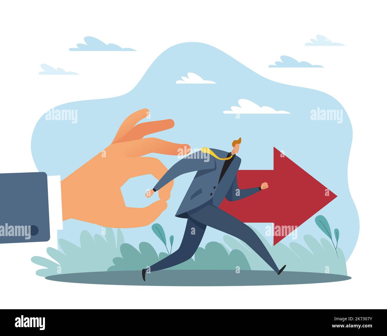 Motivational push, big step. Businessman goal achieve, successful new ...