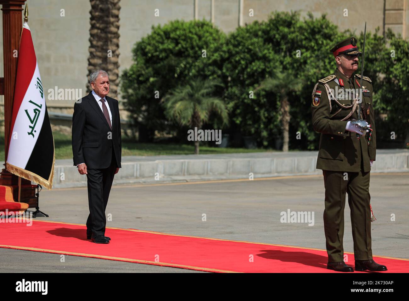 Baghdad, Iraq. 17th Oct, 2022. Abdul Latif Rashid (L) inspects the ...