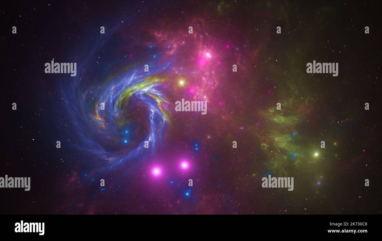 Cosmic nebula in space among stars and galaxies. Gas dust clouds nebula ...