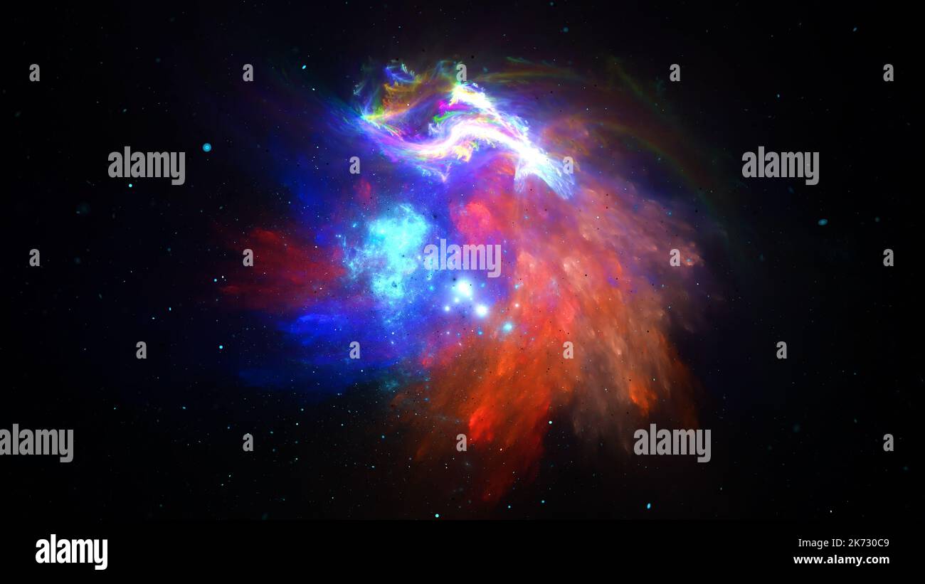 Cosmic nebula in space among stars and galaxies. Gas dust clouds nebula ...