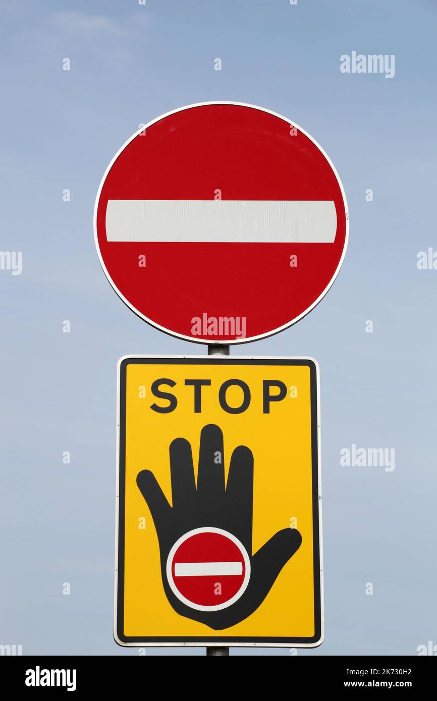 Stop road sign in Denmark Stock Photo - Alamy