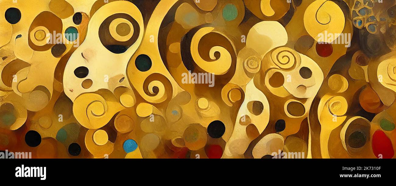 High resolution panorama background in the style of Gustav Klimt ...