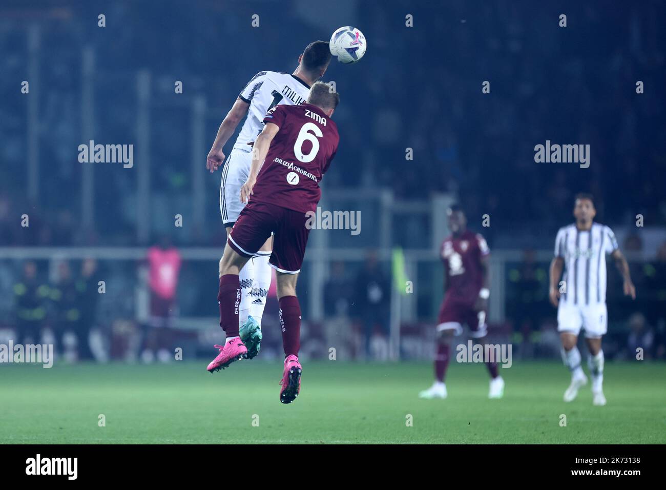 David Zima of Torino Fc and Arkadiusz Milik of Juventus Fc battle for ...