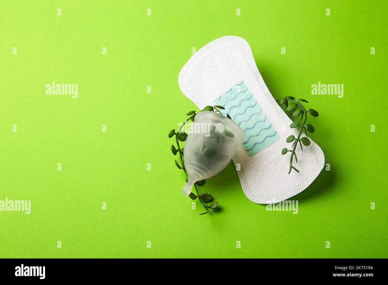 Menstrual cup and Feminine hygiene pads. Sustainable period, zero waste ...