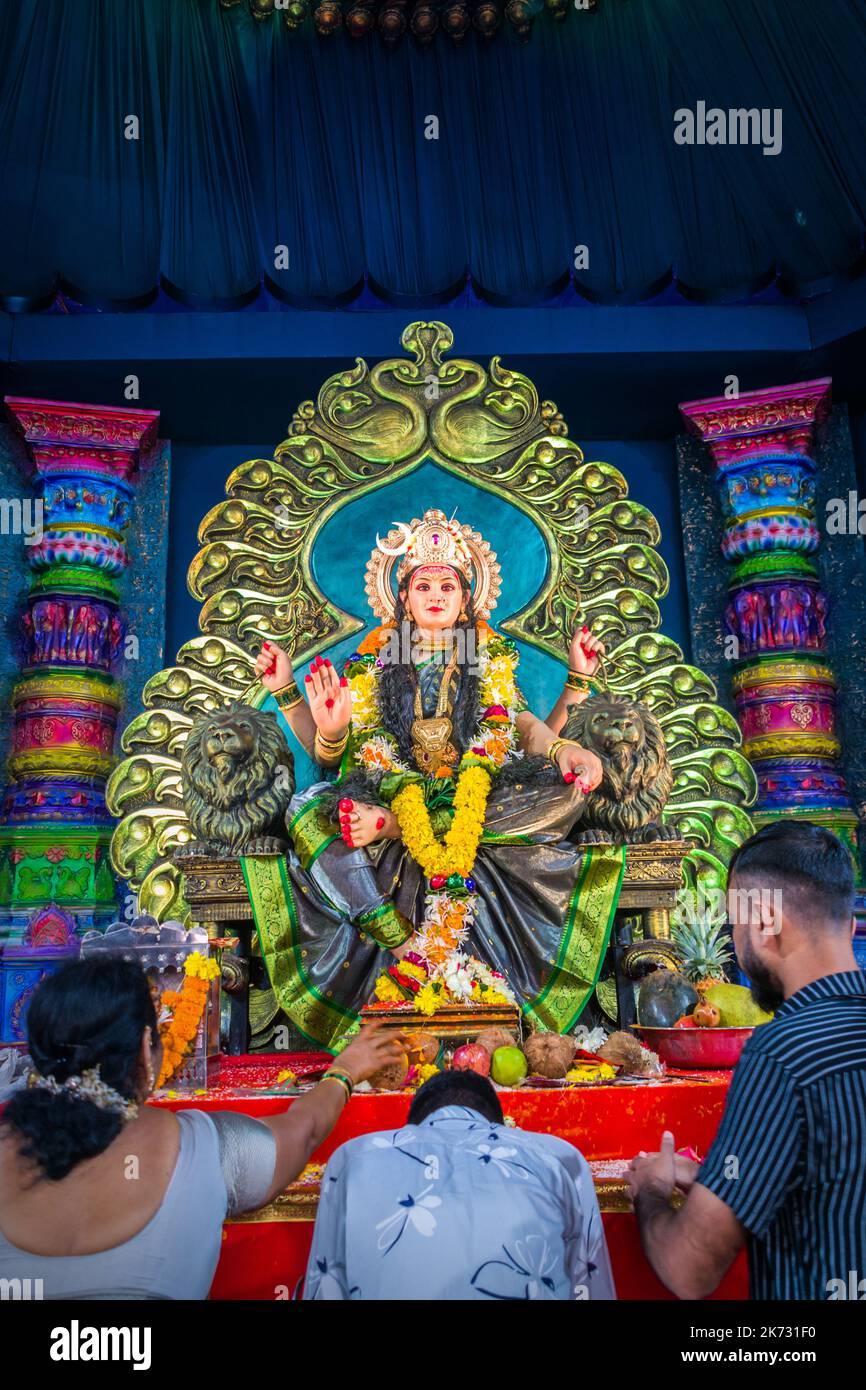A beautiful idol of Maa Durga being worshipped at a mandal in Mumbai ...