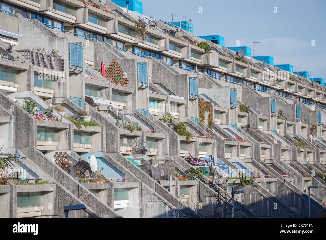Facade of the Alexandra Road estate (Rowley Way) in London, England ...
