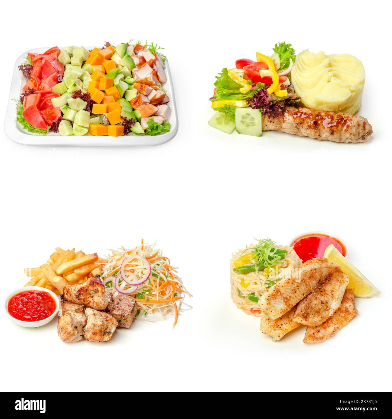 collage set desserts and snacks on a white background Stock Photo - Alamy