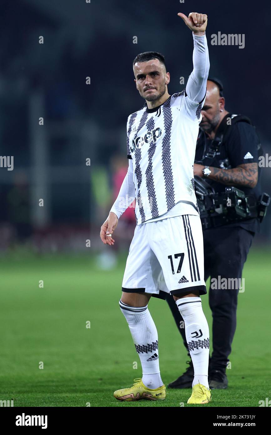 Filip Kostic of Juventus Fc celebrates at the end of the Serie A match ...