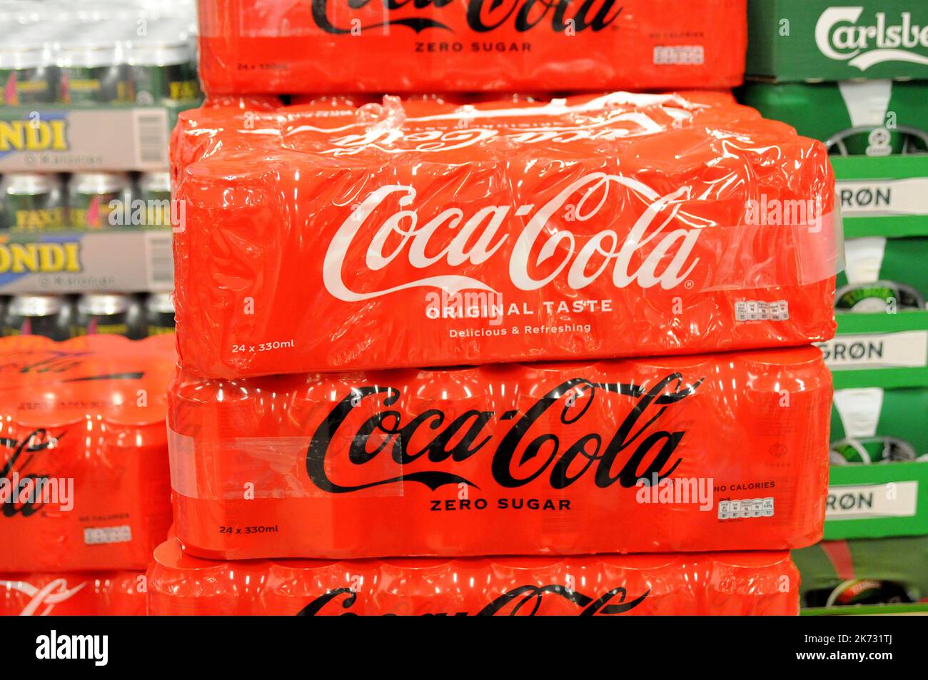 Copenahgen /Denmark/17 OIctober 2022/ American cold coca cola sugar ...
