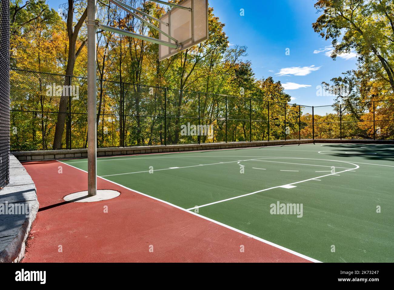 Interesting green outdoor basketball court at school playground Stock ...