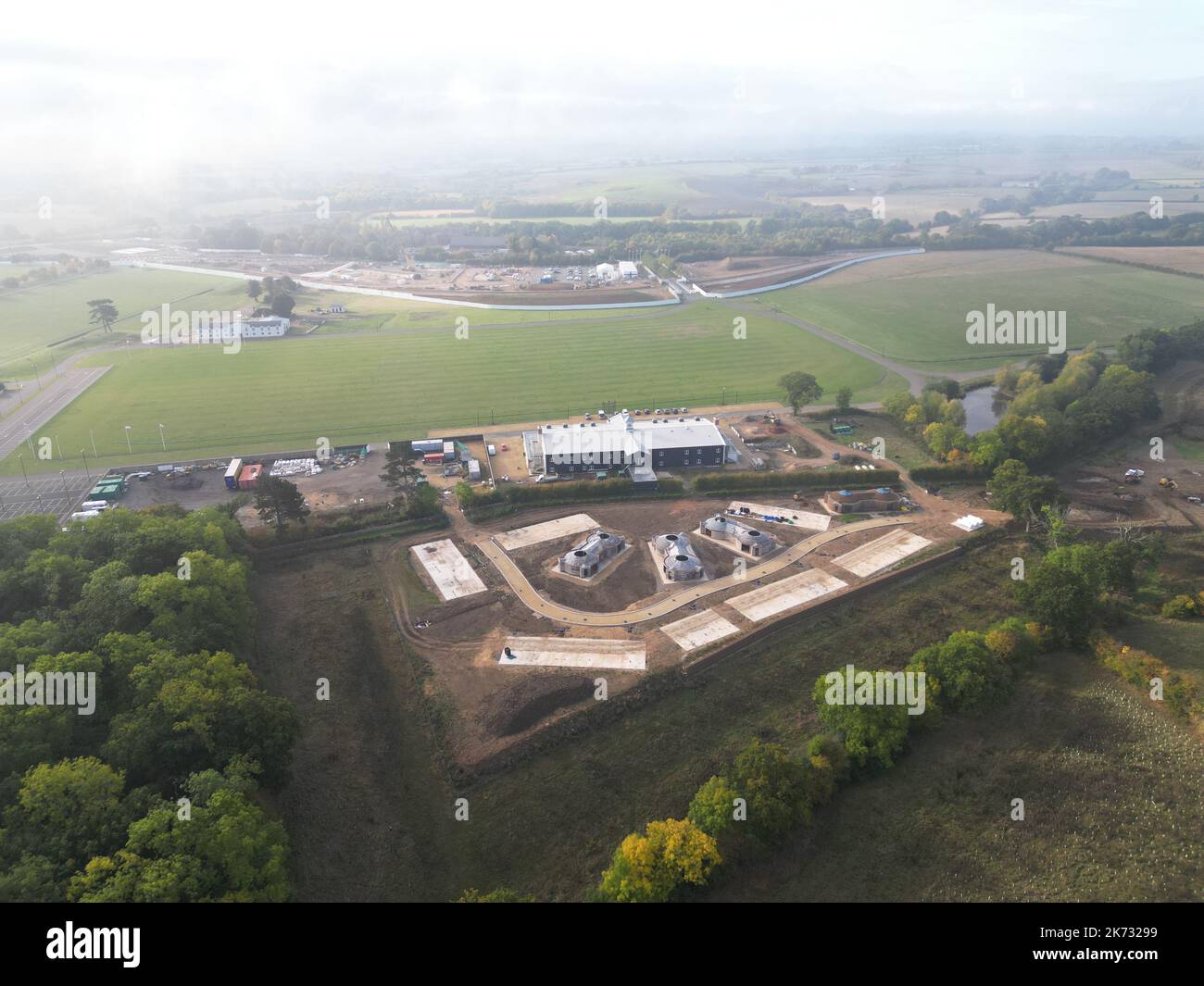 HS2 high speed rail network construction site aerial photo.Warwickshire ...