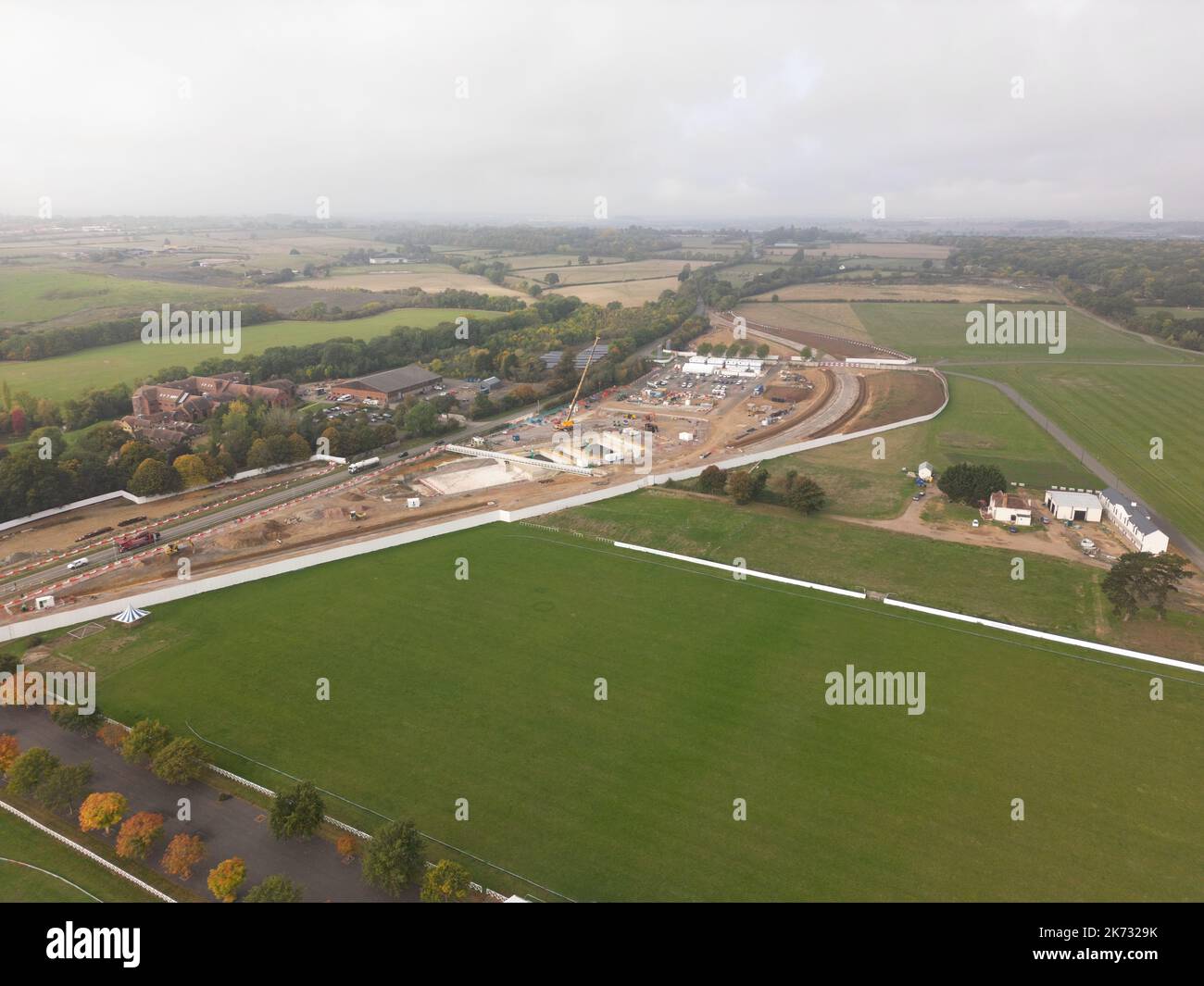 HS2 high speed rail network construction site aerial photo.Warwickshire ...