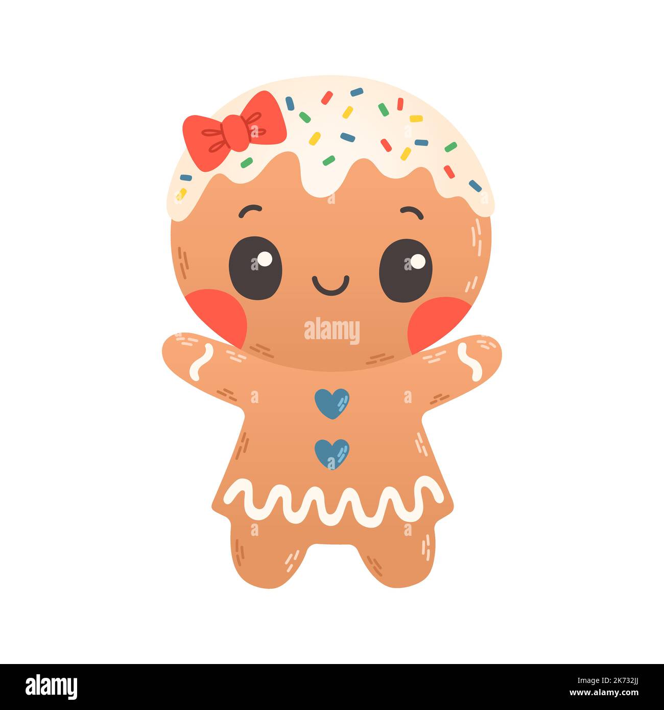 Holiday gingerbread woman cookie. Cookie in shape of woman with colored ...