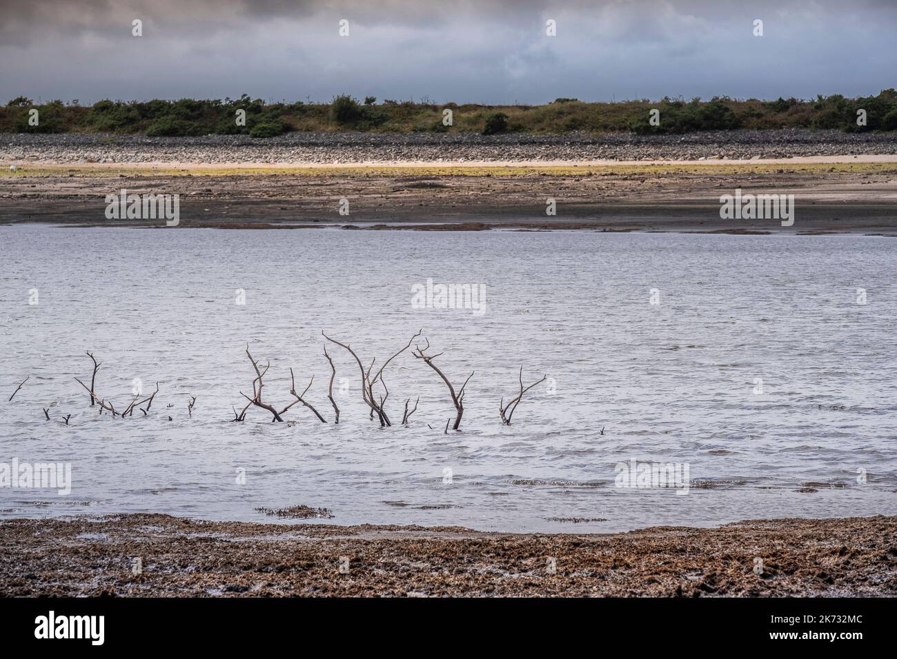 Drought conditions and receding water levels exposing the remains of ...