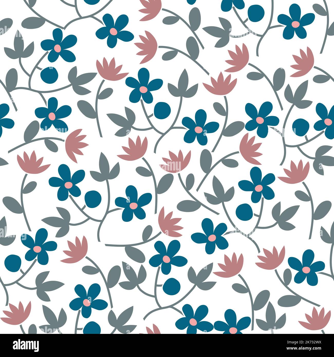 Seamless pattern with wild flowers in pastel colors. Summer floral ...