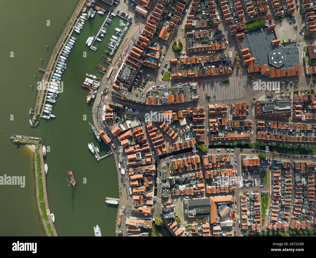 Volendam, Netherlands. Top down overview of traditional dutch fishing ...